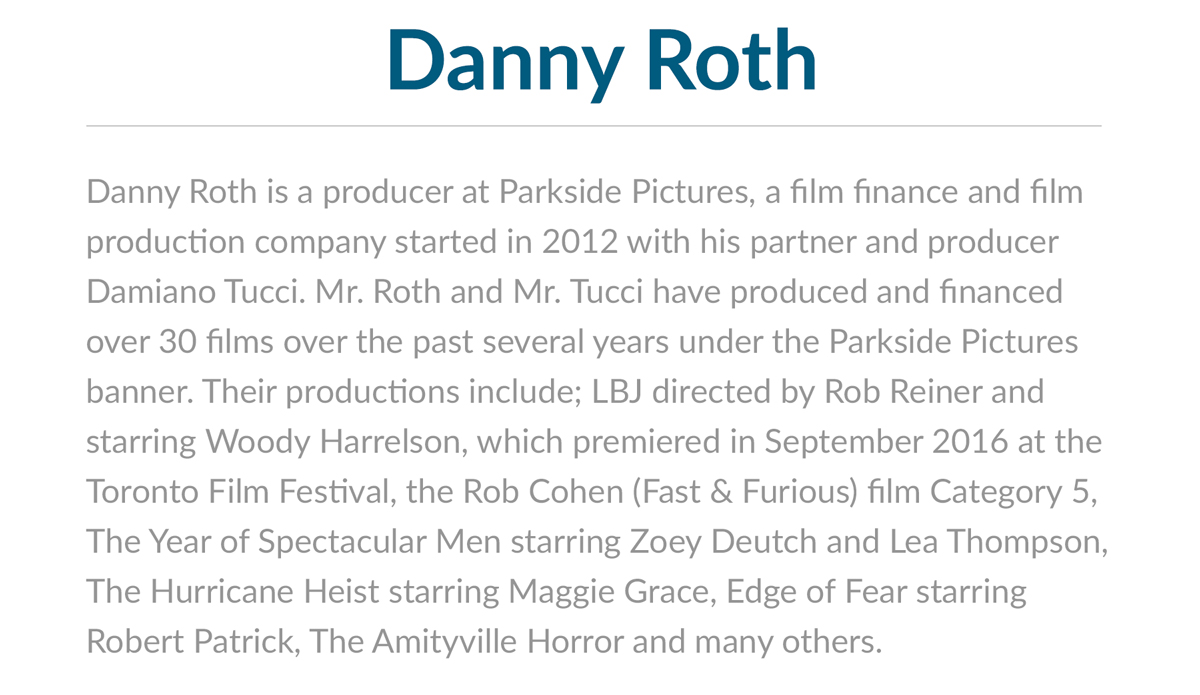 Hollywood Producer Danny Roth Is Going To Option The Winning Script Of ...